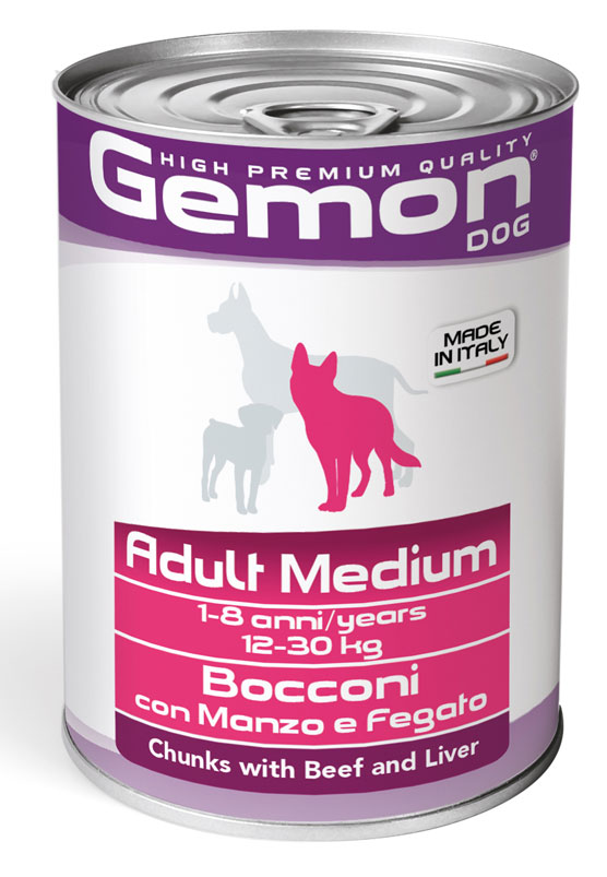 Gemon Medium Adult Dog Chunks with Beef and Liver - Monge.it