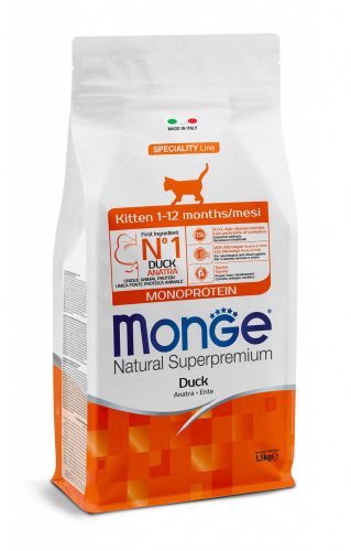 Monge Natural Superpremium Kitten Monoprotein - Anatra - Monge.it