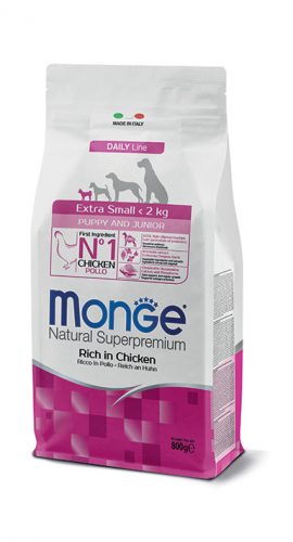 Monge Natural Superpremium Extra Small Puppy & Junior Ricco di Pollo - Monge.it